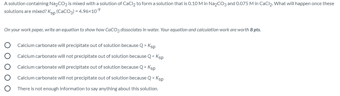 Solved A solution containing Na2CO3 is mixed with a solution | Chegg.com