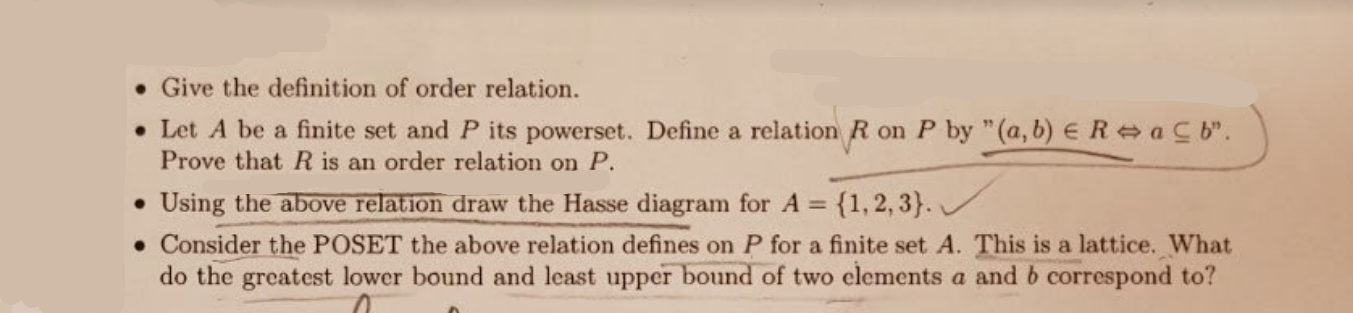 Solved • Give the definition of order relation. • Let A be a | Chegg.com