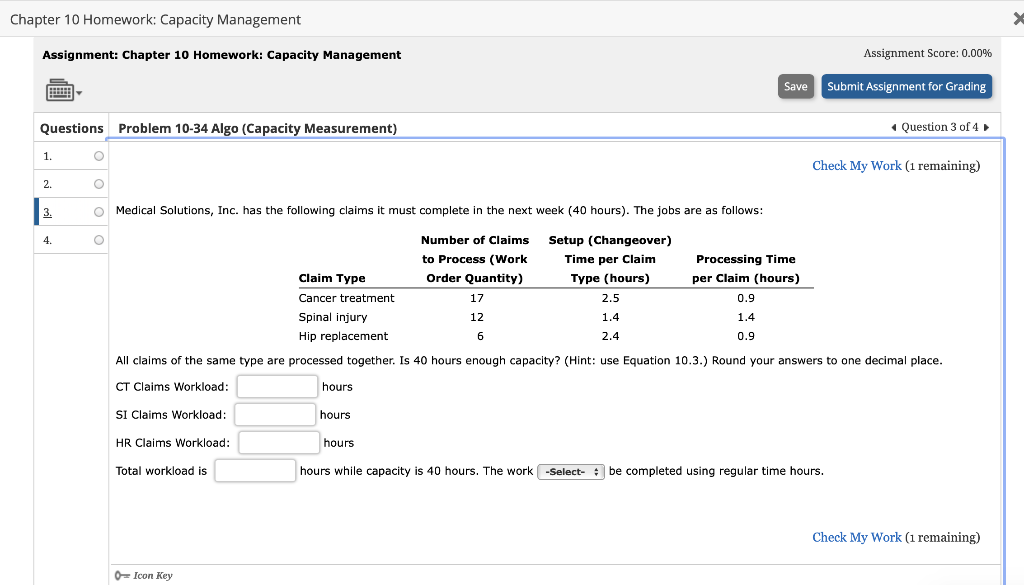Solved Chapter 10 Homework: Capacity Management Assignment: | Chegg.com Solved Chapter 10 Homework: Capacity Management Assignment: | Chegg.com