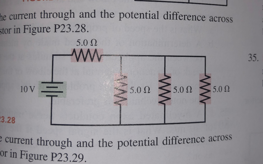 Solved find the current through and the potential difference | Chegg.com