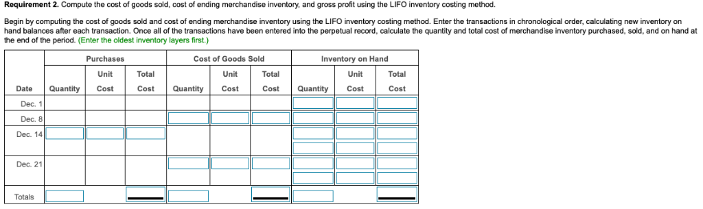Solved More Info Dec. 1 Beginning merchandise inventory 8 | Chegg.com
