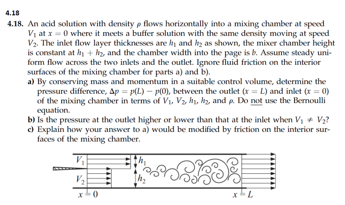 Solved An acid solution with density rho flows horizontally | Chegg.com