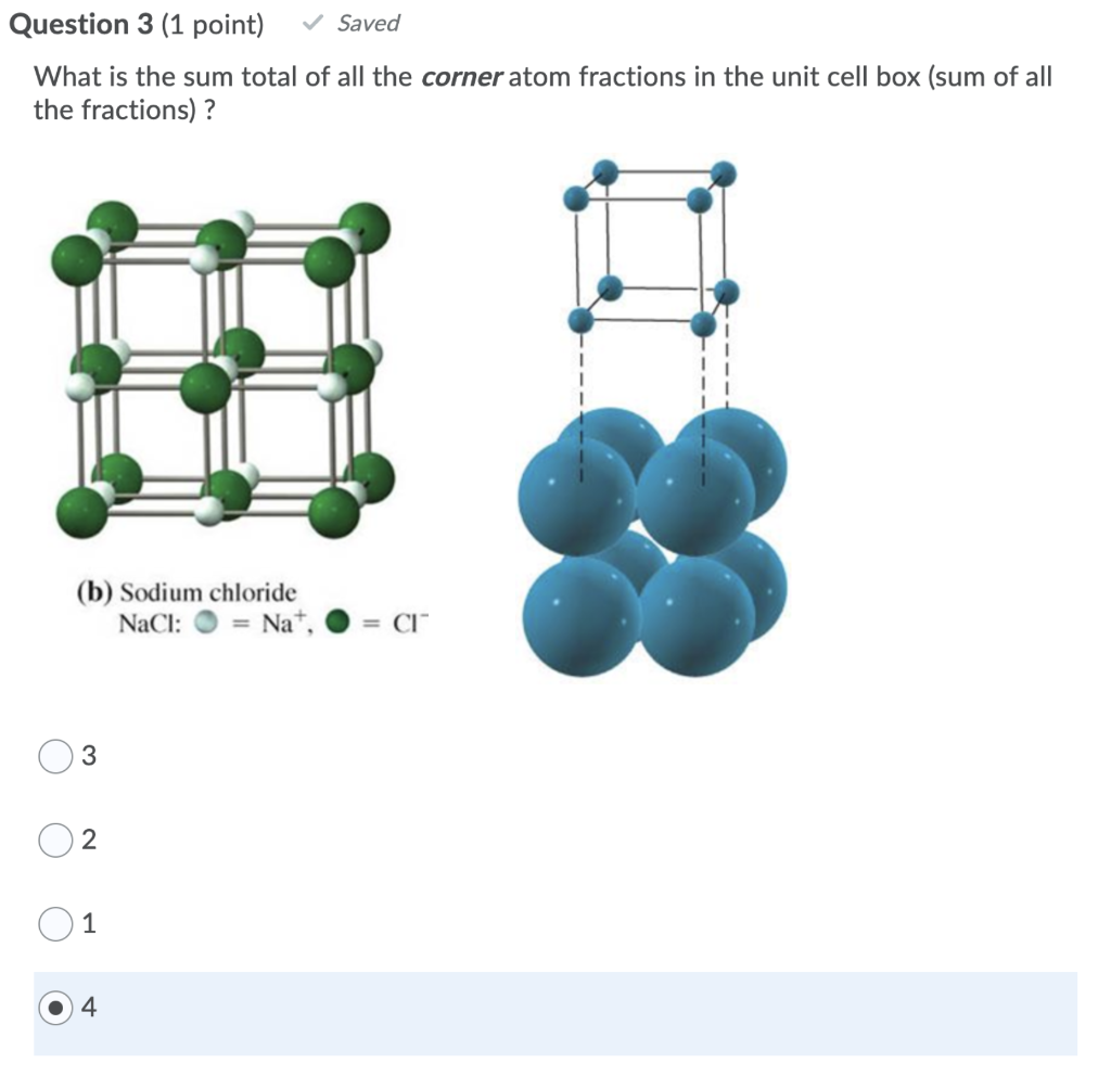 Solved Question 1 (1 point) Saved In the face-centered | Chegg.com