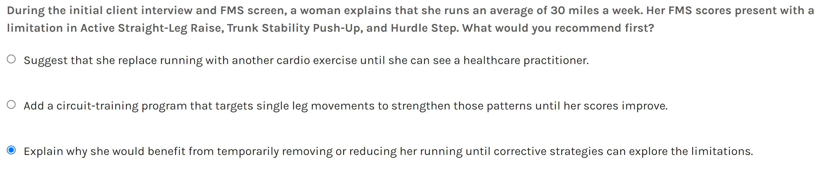 Solved During the initial client interview and FMS screen, a | Chegg.com