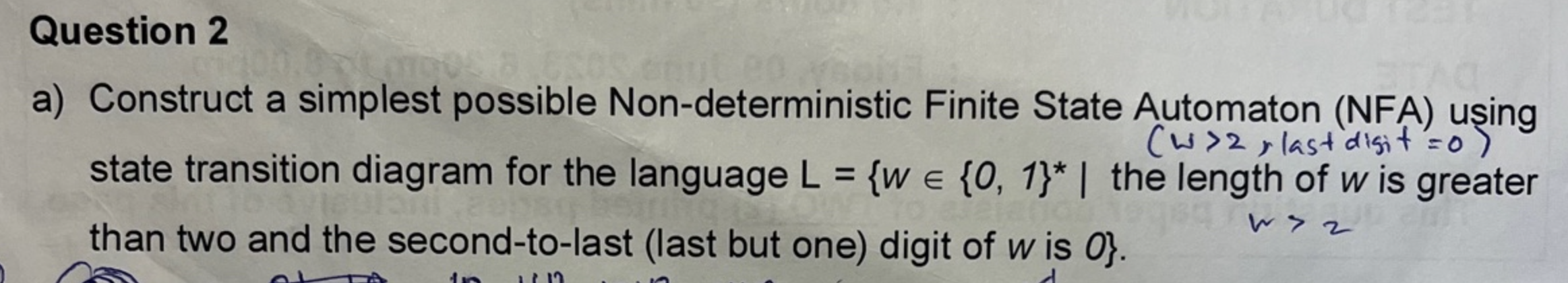 Solved a) Construct a simplest possible Non-deterministic | Chegg.com