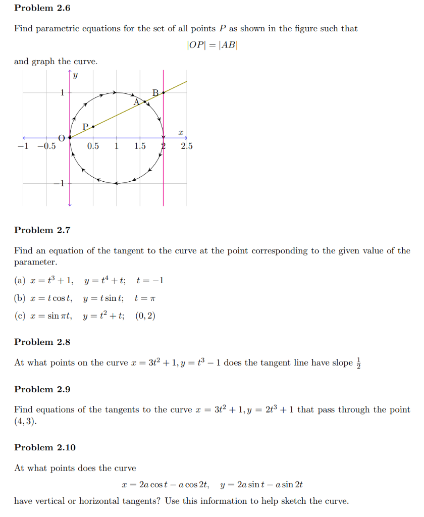Solved Problem 2.1 Sketch the curve by using the parametric | Chegg.com