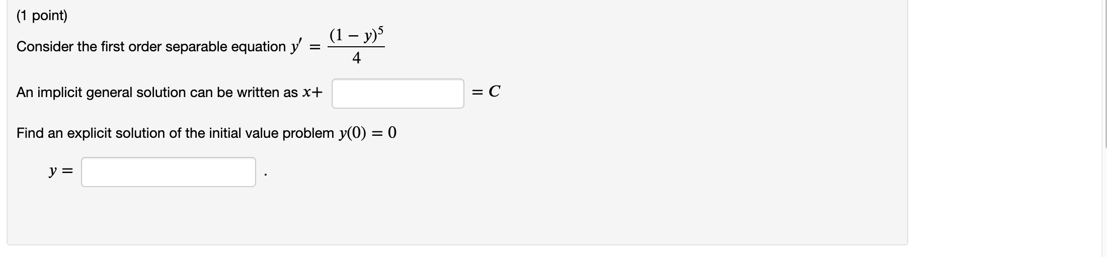 Solved 1 Point Consider The First Order Separable Equation