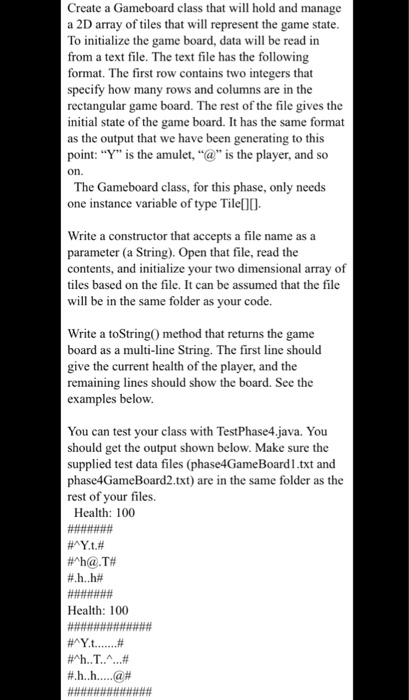 Solved Create a Gameboard class that will hold and manage a | Chegg.com
