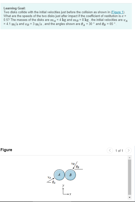 Solved Learning Goal Two Disks Collide With The Initial