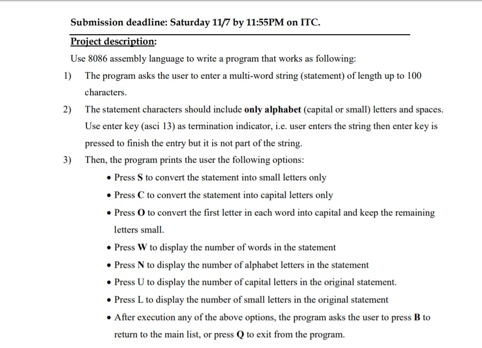 Solved Use 8086 Assembly Language To Write A Program That 4235