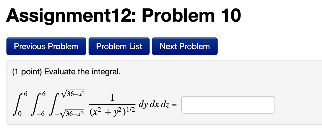 Solved Assignment12: Problem 10 Previous Problem Problem | Chegg.com
