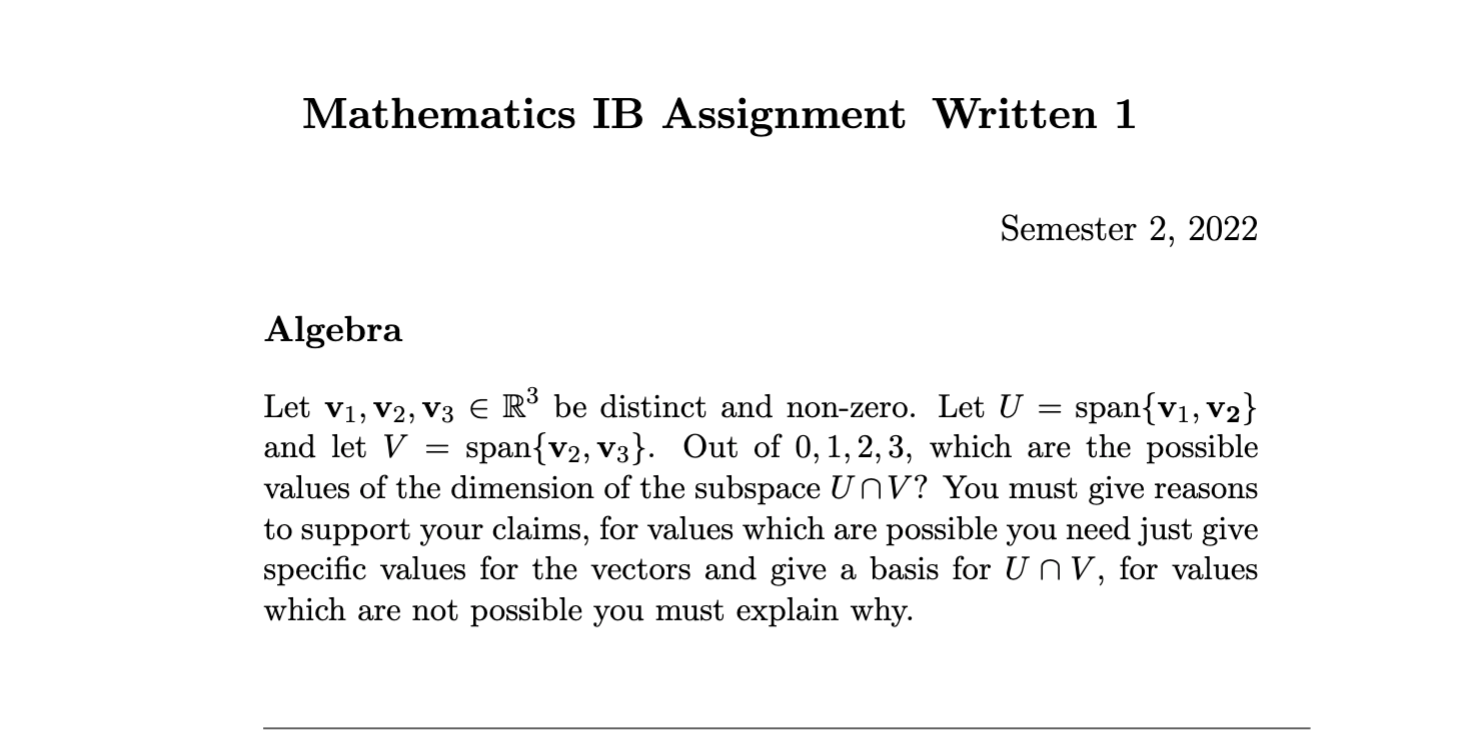 Solved Mathematics IB Assignment Written 1 Semester 2, 2022 | Chegg.com
