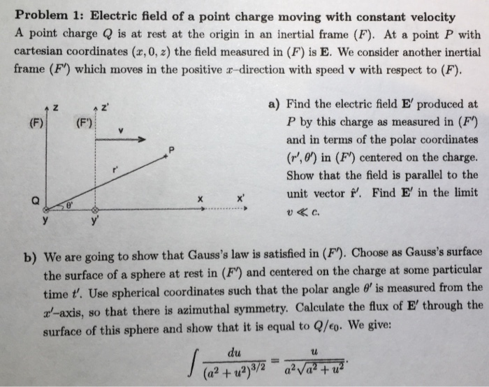 Solved Problem 1: Electric field of a point charge moving | Chegg.com