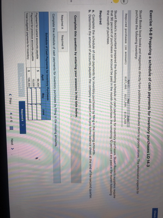 Solved Exercise 14-8 Preparing a schedule of cash payments | Chegg.com