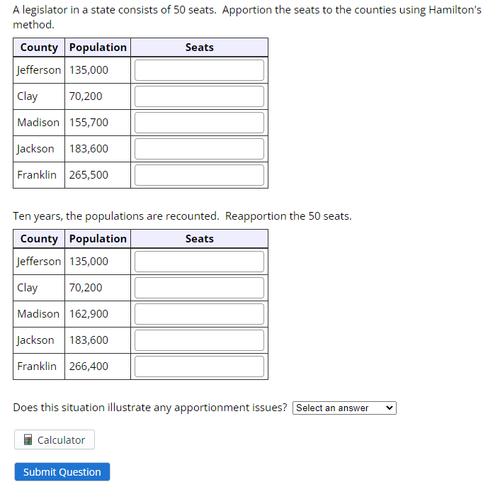 Solved A legislator in a state consists of 50 seats. | Chegg.com