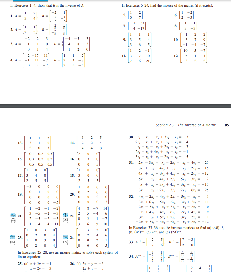Solved In Exercises 1-4, show that B is the inverse of A. In | Chegg.com