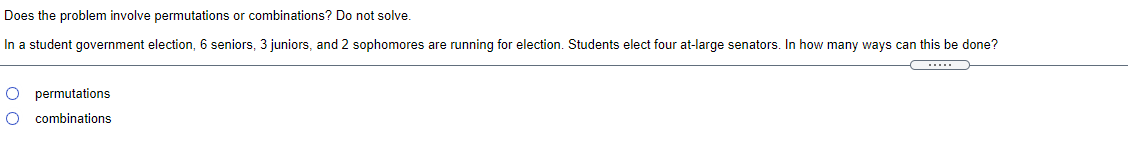Solved Does the problem involve permutations or | Chegg.com
