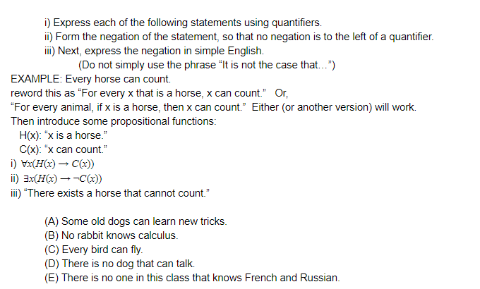 Solved i) Express each of the following statements using | Chegg.com