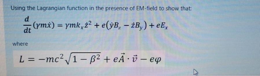 Solved Using the Lagrangian function in the presence of | Chegg.com