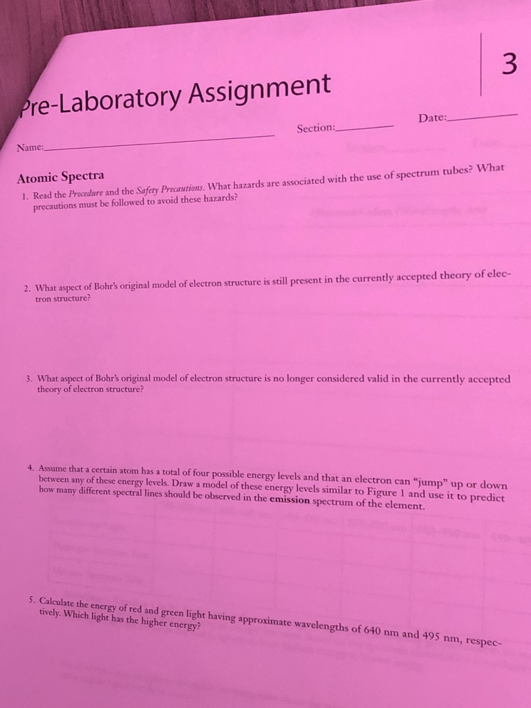 Pre-Laboratory Assignment Date: Section: Name:_ | Chegg.com