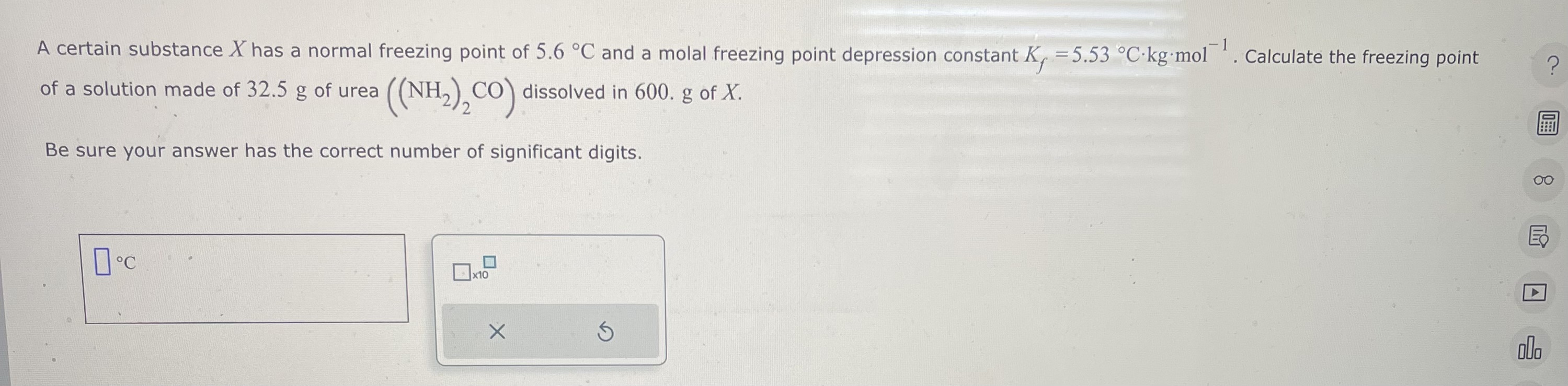 Solved A certain substance x ﻿has a normal freezing point of | Chegg.com