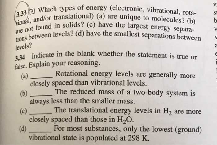 Solved Which types of energy (electronic, vibrational, | Chegg.com