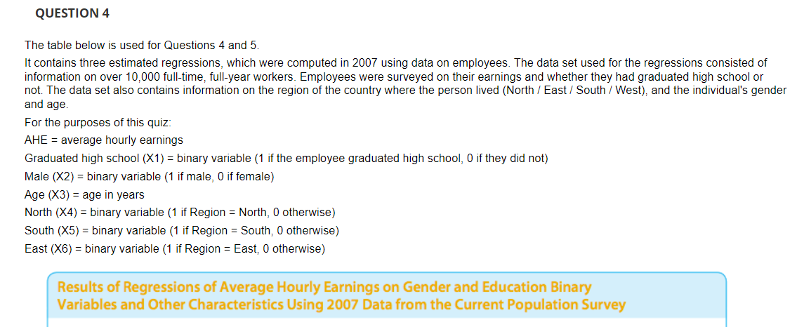 Solved The table below is used for Questions 4 and 5. It | Chegg.com