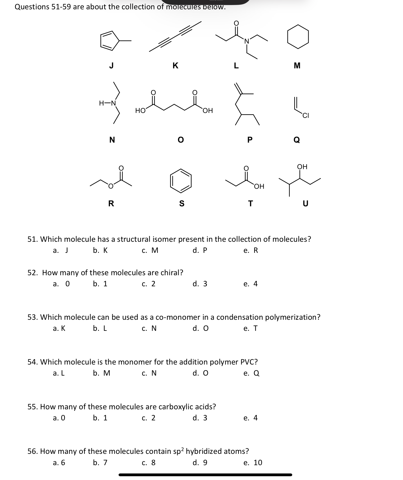 Solved Questions 51-59 are about the collection of molecules | Chegg.com