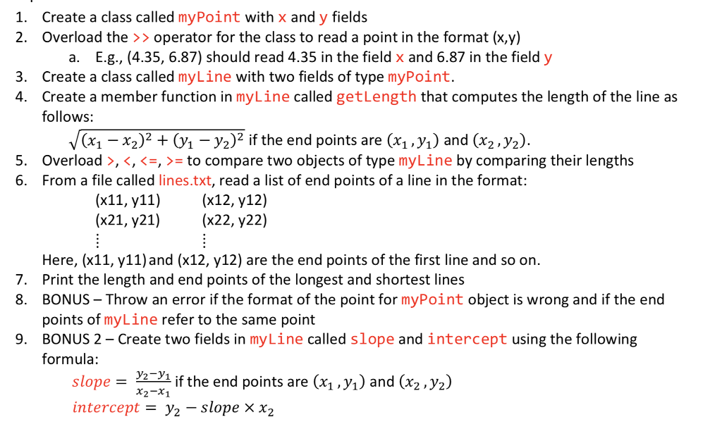 Solved 1. Create a class called myPoint with x and y fields | Chegg.com