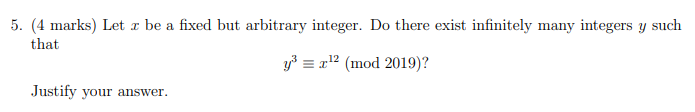 Solved 5. (4 marks) Let u be a fixed but arbitrary integer. | Chegg.com