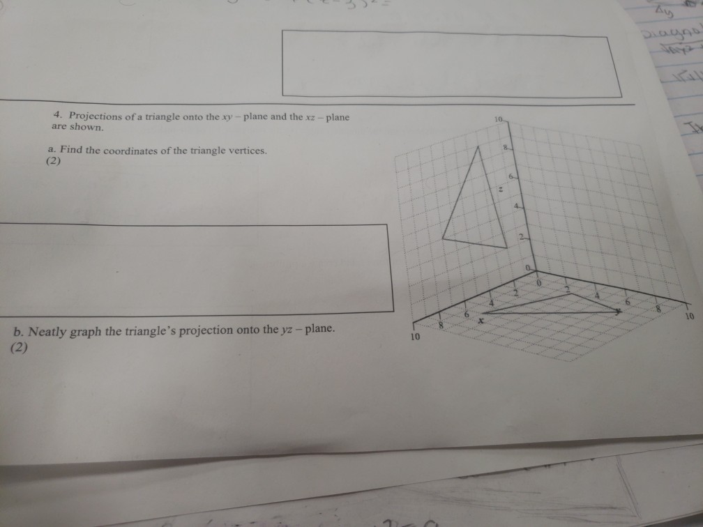 Solved 4. Projections of a triangle onto the xy - plane and | Chegg.com