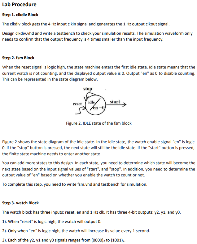 Part 4: Stopwatch Design This project is to design a | Chegg.com