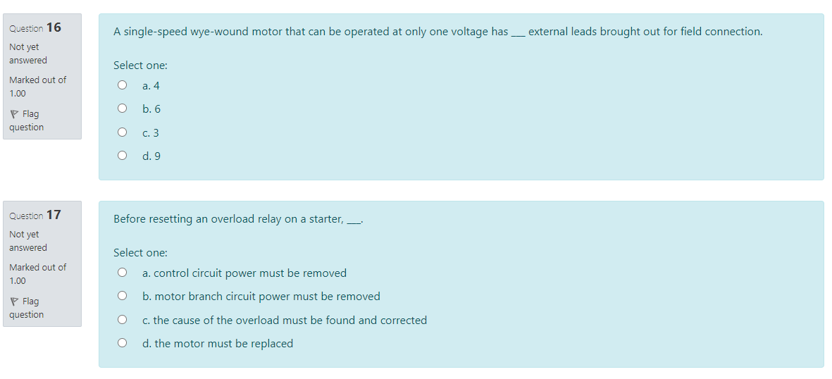 Solved Question 16 A single-speed wye-wound motor that can | Chegg.com