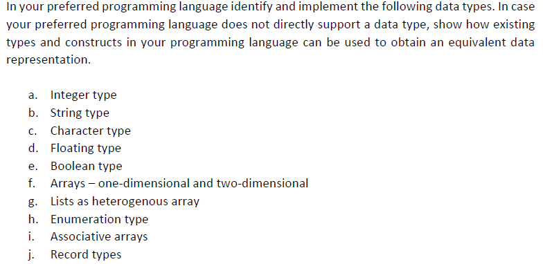 Solved In your preferred programming language identify and | Chegg.com