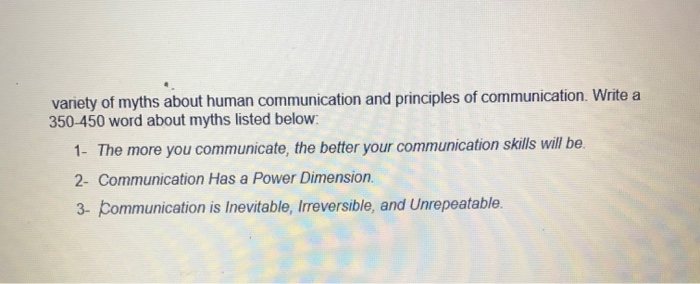 Solved variety of myths about human communication and | Chegg.com