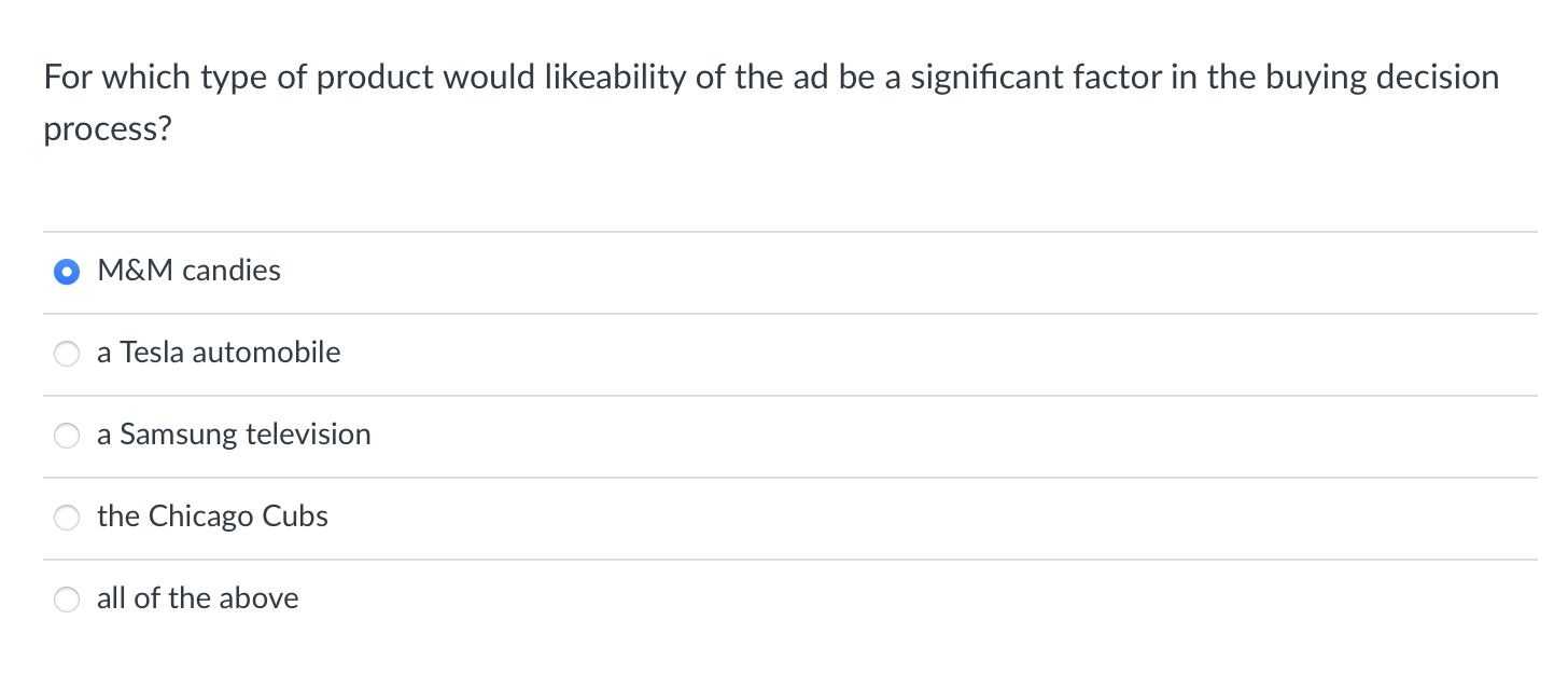 Solved For which type of product would likeability of the ad | Chegg.com