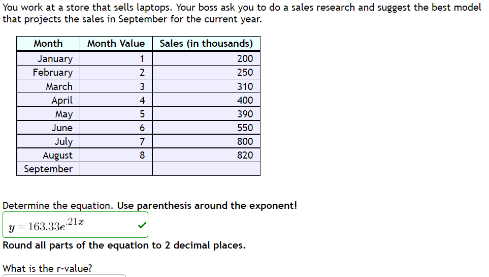 Solved You work at a store that sells laptops. Your boss ask | Chegg.com
