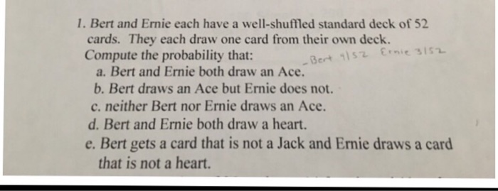 Solved Each have their own pack of cards. Probability and | Chegg.com