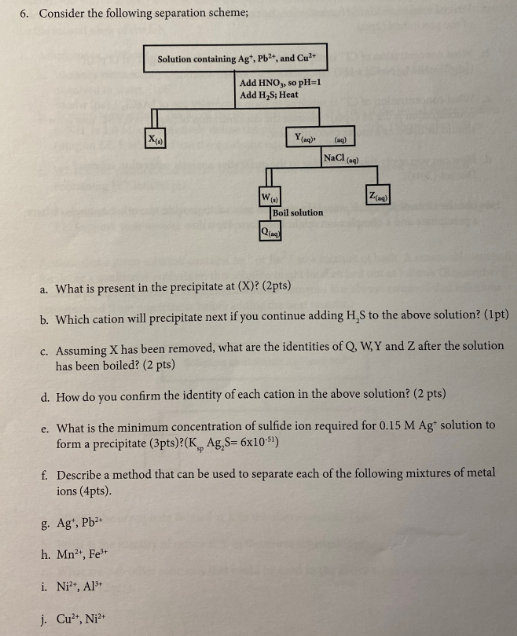 Solved 6. Consider the following separation scheme; Solution | Chegg.com