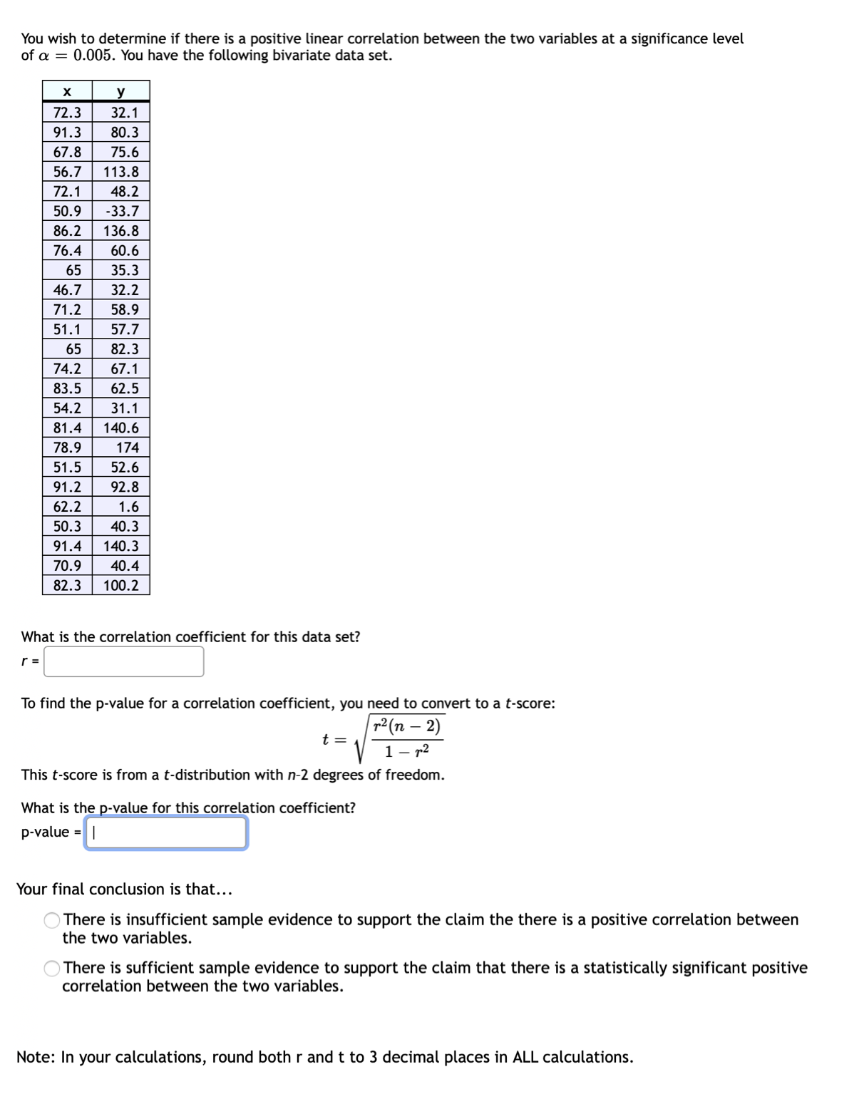 Solved You wish to determine if there is a positive linear | Chegg.com