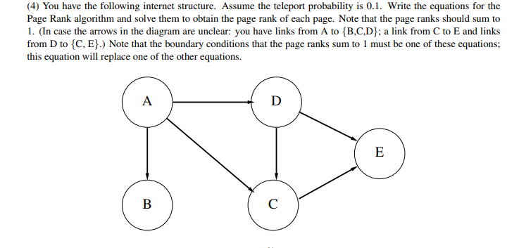 Solved (4) You have the following internet structure. Assume | Chegg.com