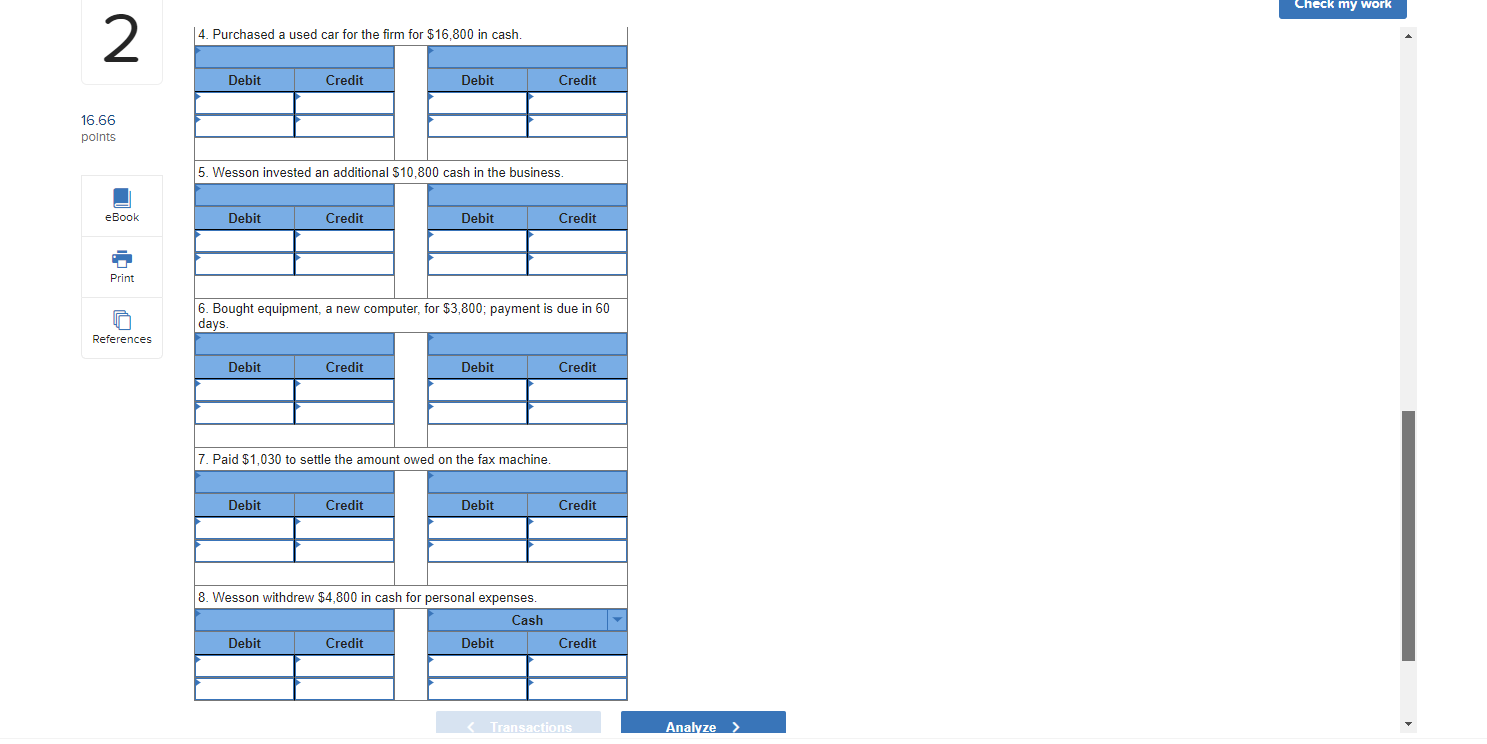 Solved Check my work Problem 3.2A (Algo) Using T accounts to | Chegg.com
