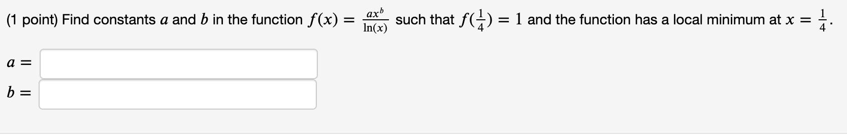 Solved axb (1 point) Find constants a and b in the function | Chegg.com