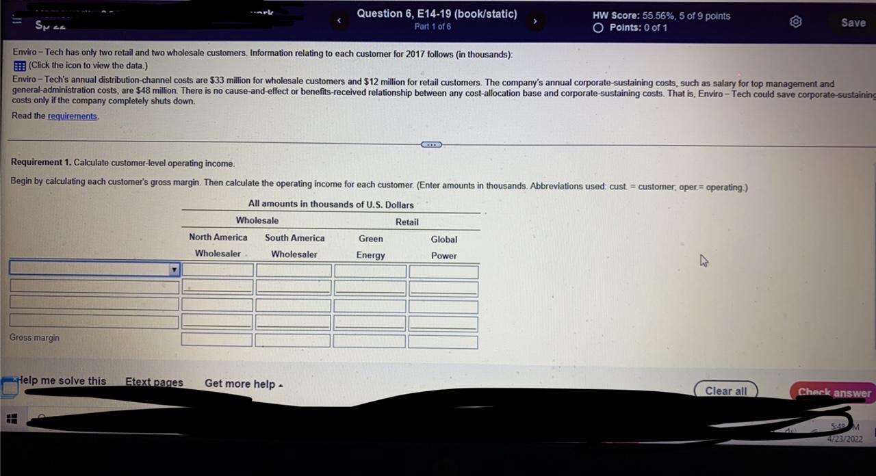 Solved Question 6, E14-19 (book/static) Part 1 of 6 Syer HW | Chegg.com