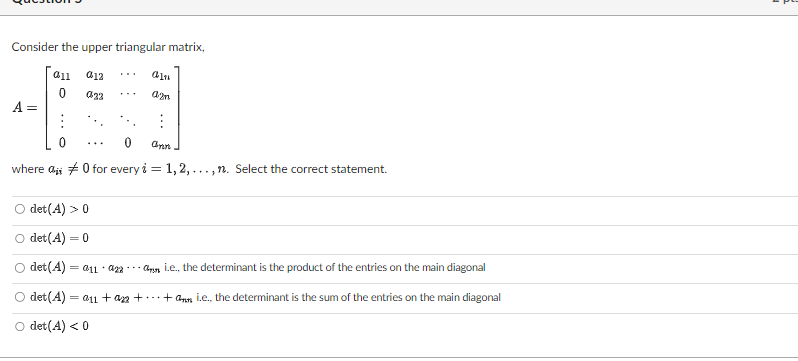 Solved Consider the upper triangular matrix, | Chegg.com