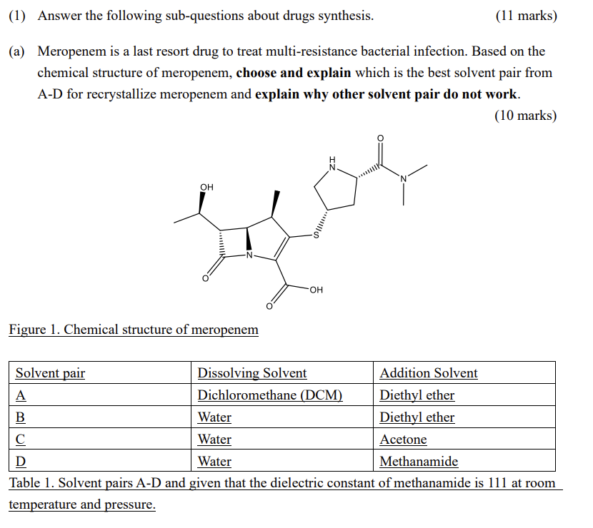 Solved (1) Answer the following sub-questions about drugs | Chegg.com