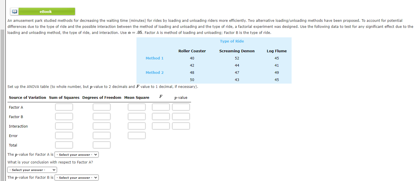 Solved loading and unloading method, the type of ride, and | Chegg.com