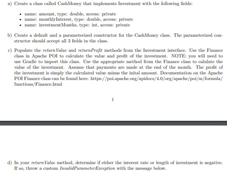 Solved public class InvalidParamterException extends | Chegg.com