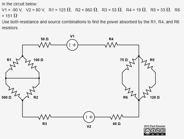 Solved Problem 1 In the circuit below: V1 = -90 V, V2 = 80 | Chegg.com