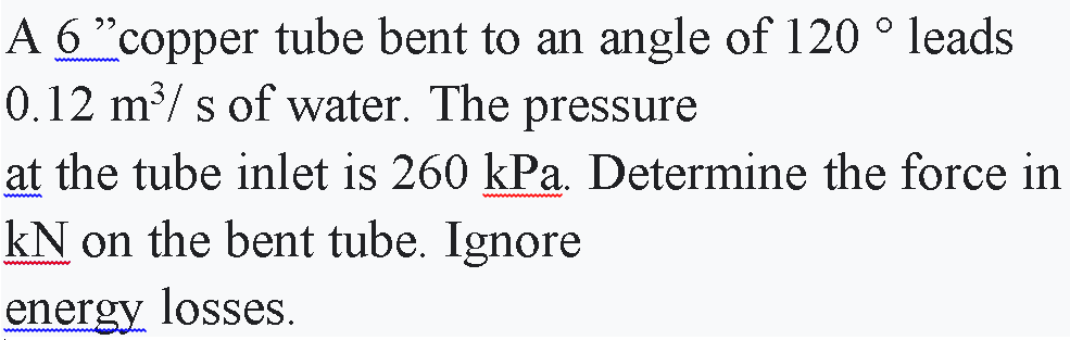 Solved A 6”copper tube bent to an angle of 120 ° leads 0.12 | Chegg.com